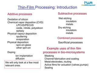 Microsystems Technologies- Thin-Film Processing | PPTX