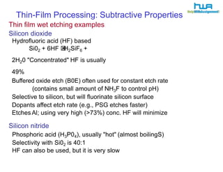 Microsystems Technologies- Thin-Film Processing | PPTX