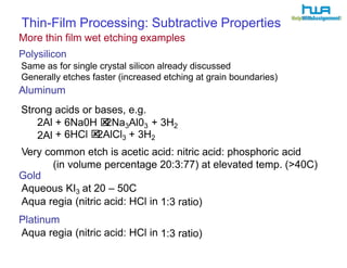 Microsystems Technologies- Thin-Film Processing | PPTX