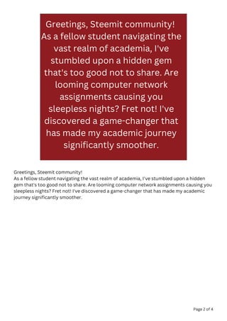 A Guide to Genuine Computer Network Assignment Writing Help | PDF
