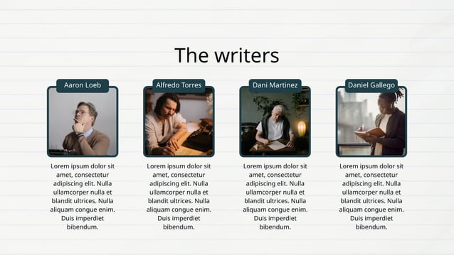 Writer design in PowerPoint presentation .pptx