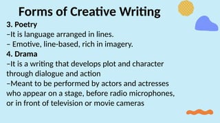 Creative writing-Definition, Features, Forms | PPT
