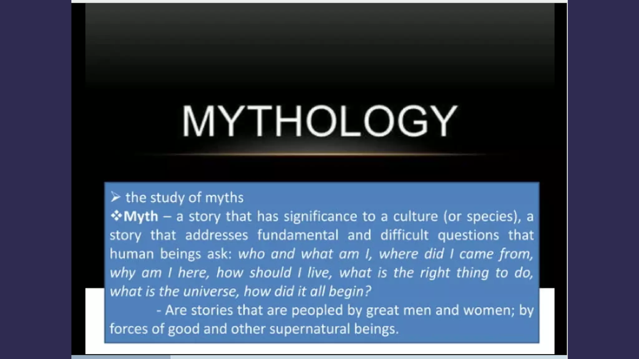 THE ROLE OF MYTH IN SOCIETY ppt | PDF