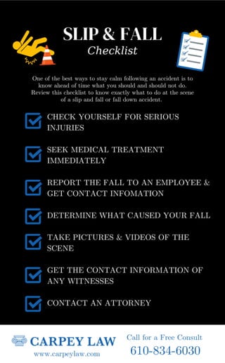 What is Slip and Fall Checklist - Carpey Law | PDF