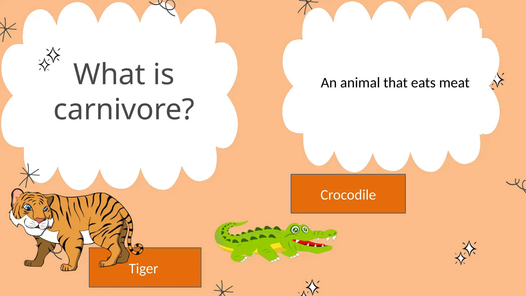 types of animals based on their food. such as herbivores, carnivores ...