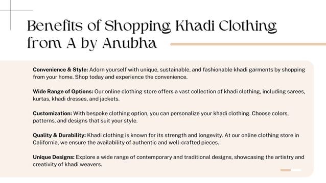 Timeless, Classic & Functional Khadi Clothing | PPT