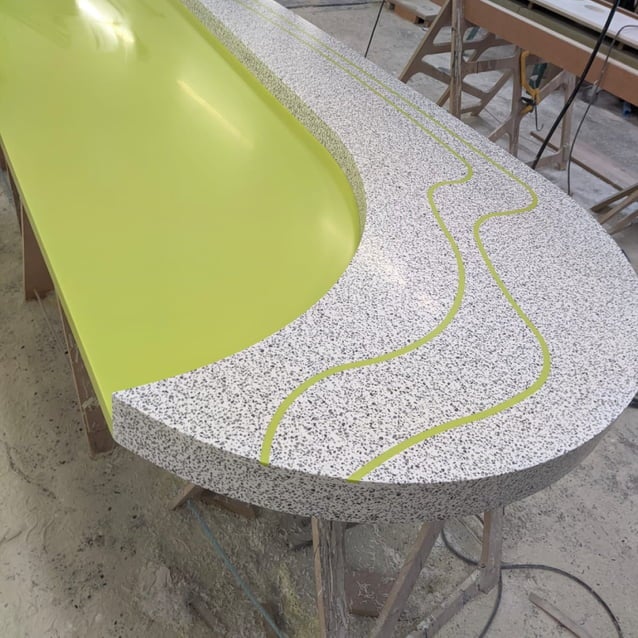 Corian Pebble Terrazzo and Durasein Apple kitchen worktops | PDF