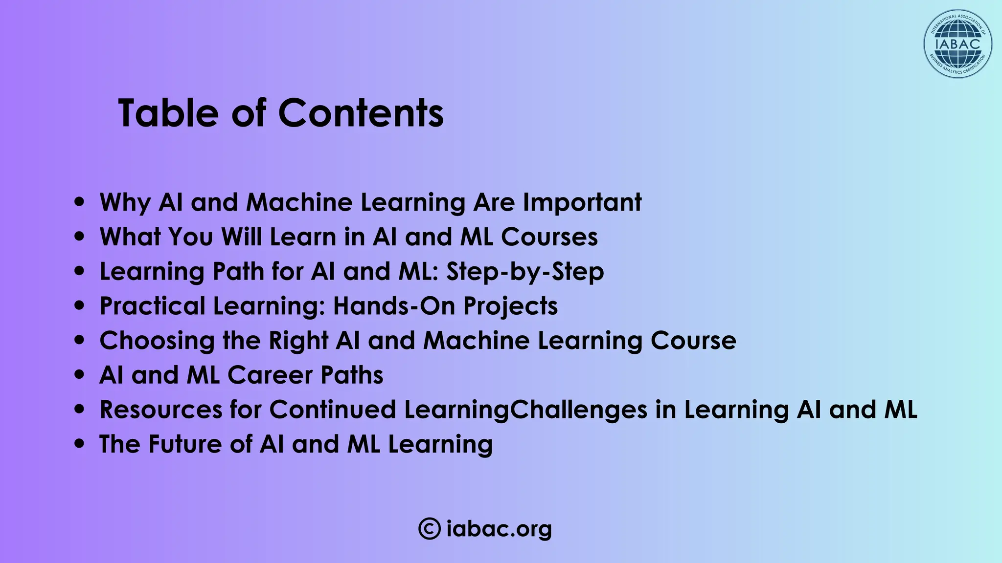 AI and Machine Learning Courses | IABAC | PDF
