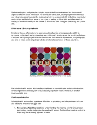 Building Emotional Literacy:Autism and Social Cues | PDF