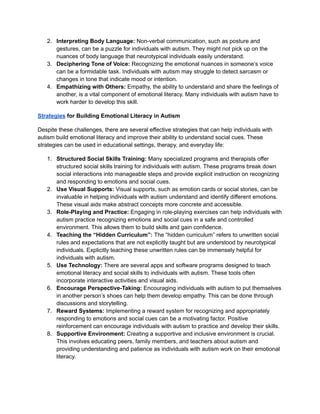 Building Emotional Literacy:Autism and Social Cues | PDF