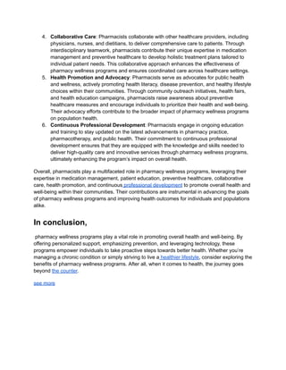 “Unlocking Wellness: The Impact of Pharmacy Wellness Programs on ...