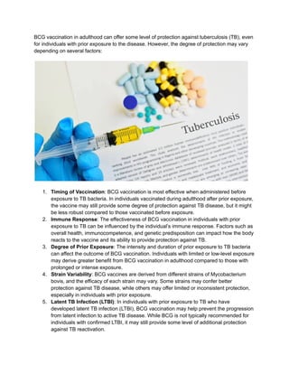 BCG Doses: The Shield Against Tuberculosis for Adults | PDF ...