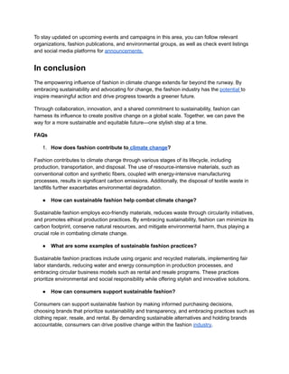 Fashion’s Empowering Role in Climate Change | PDF