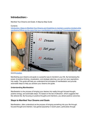Manifest Your Dreams and Goals: A Step-by-Step Guide | PDF | Wellness ...