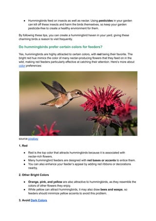 10 Tips to Attract Hummingbird Tiny Beauties to Your Feeders | PDF