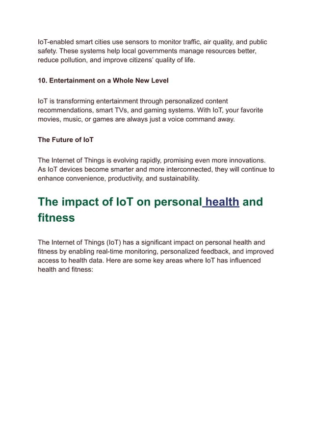 10 Ways the Internet of Things is Transforming Everyday Life | PDF