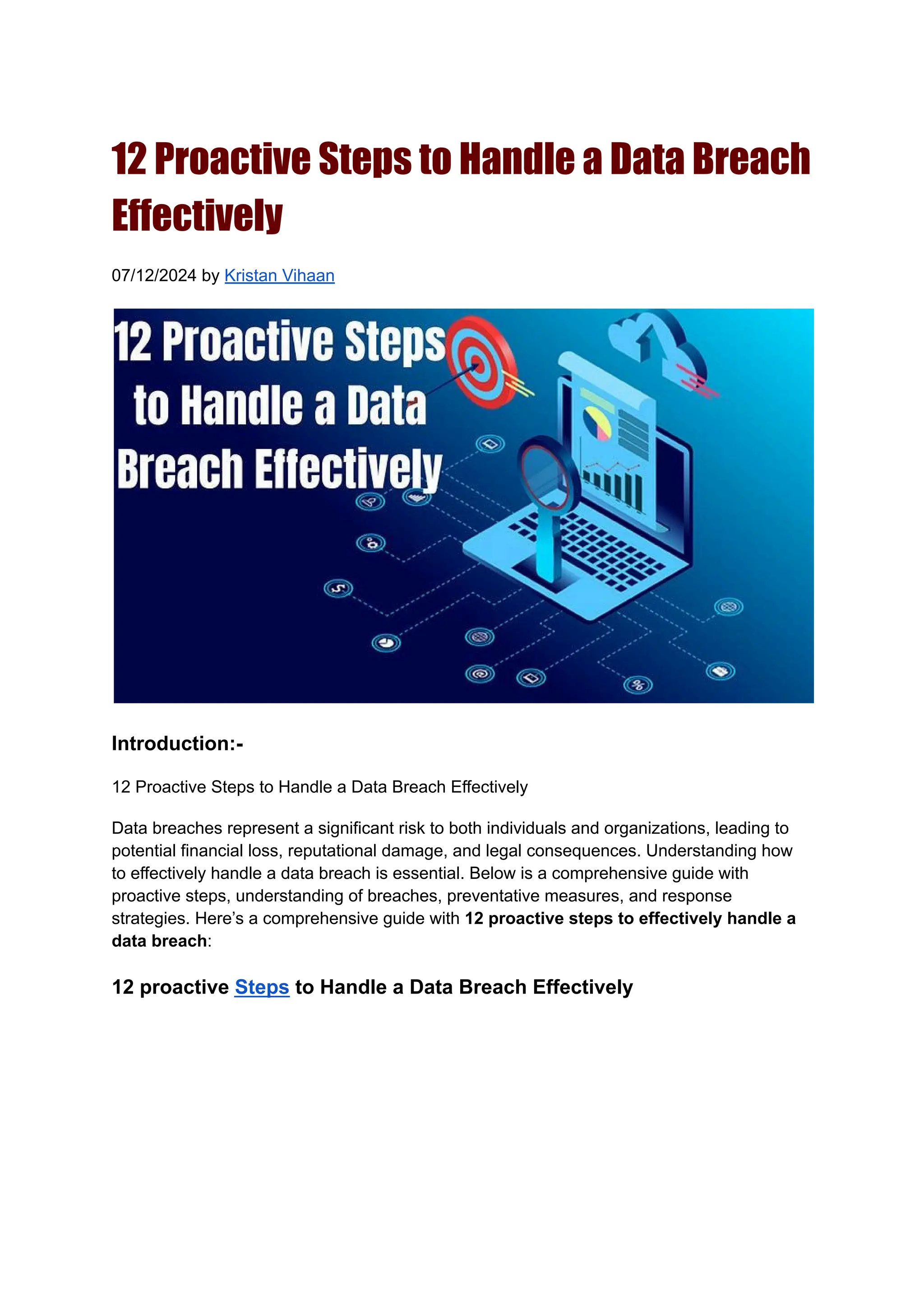 12 Proactive Steps to Handle a Data Breach Effectively | PDF
