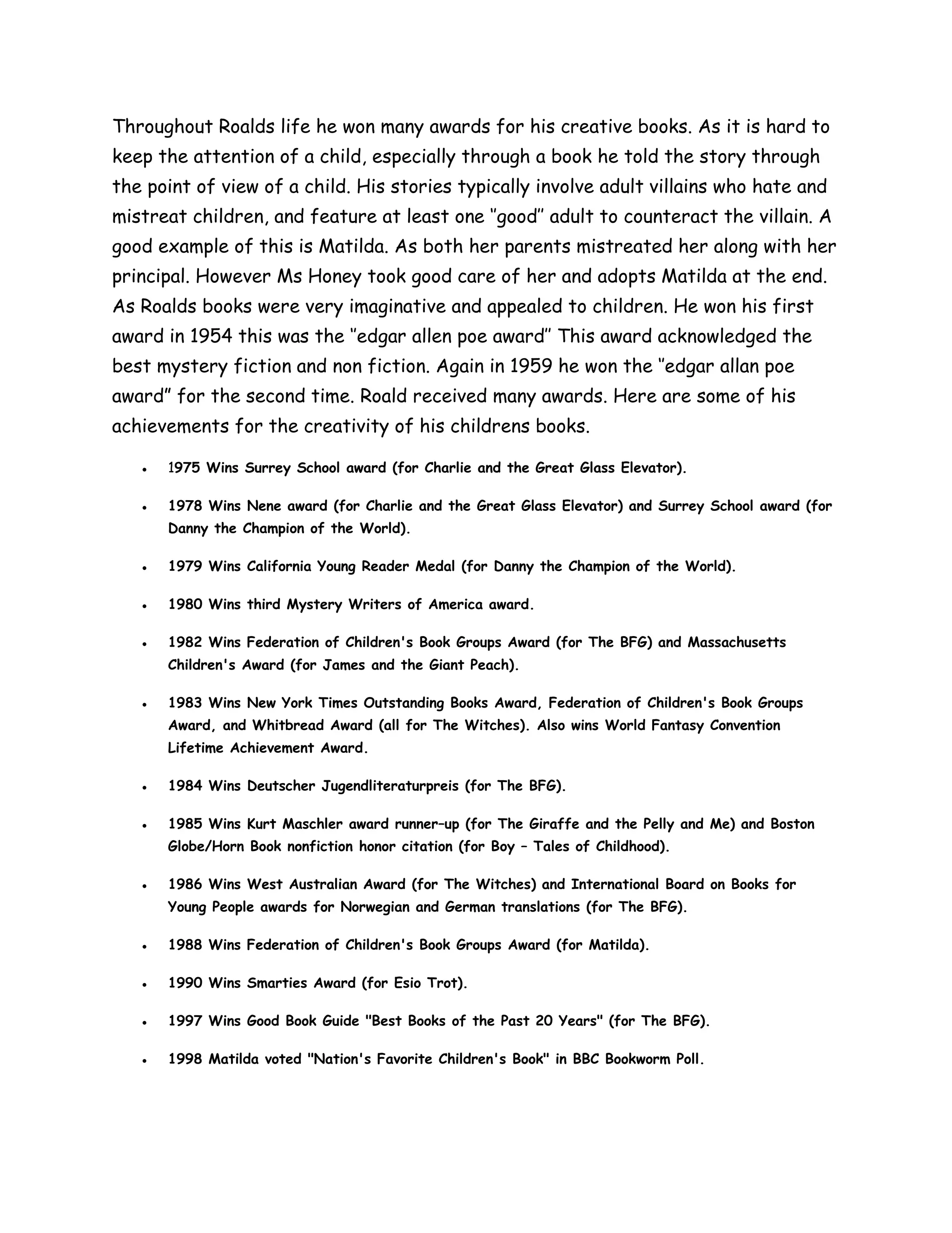 Roald Dahl English | DOCX