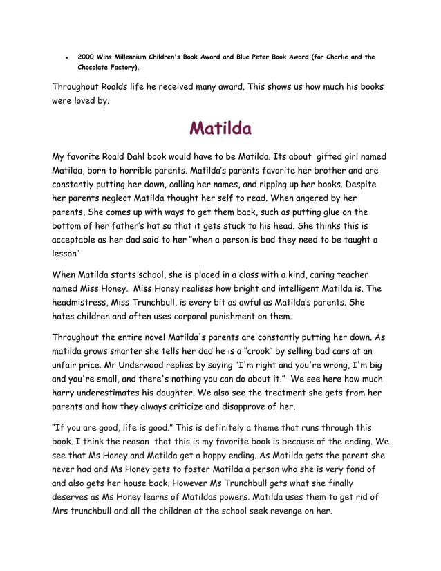 Roald Dahl English | DOCX