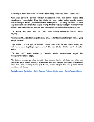 Cerita Dewasa Sensasi Mesum Bersama Sahabat Istriku | PDF