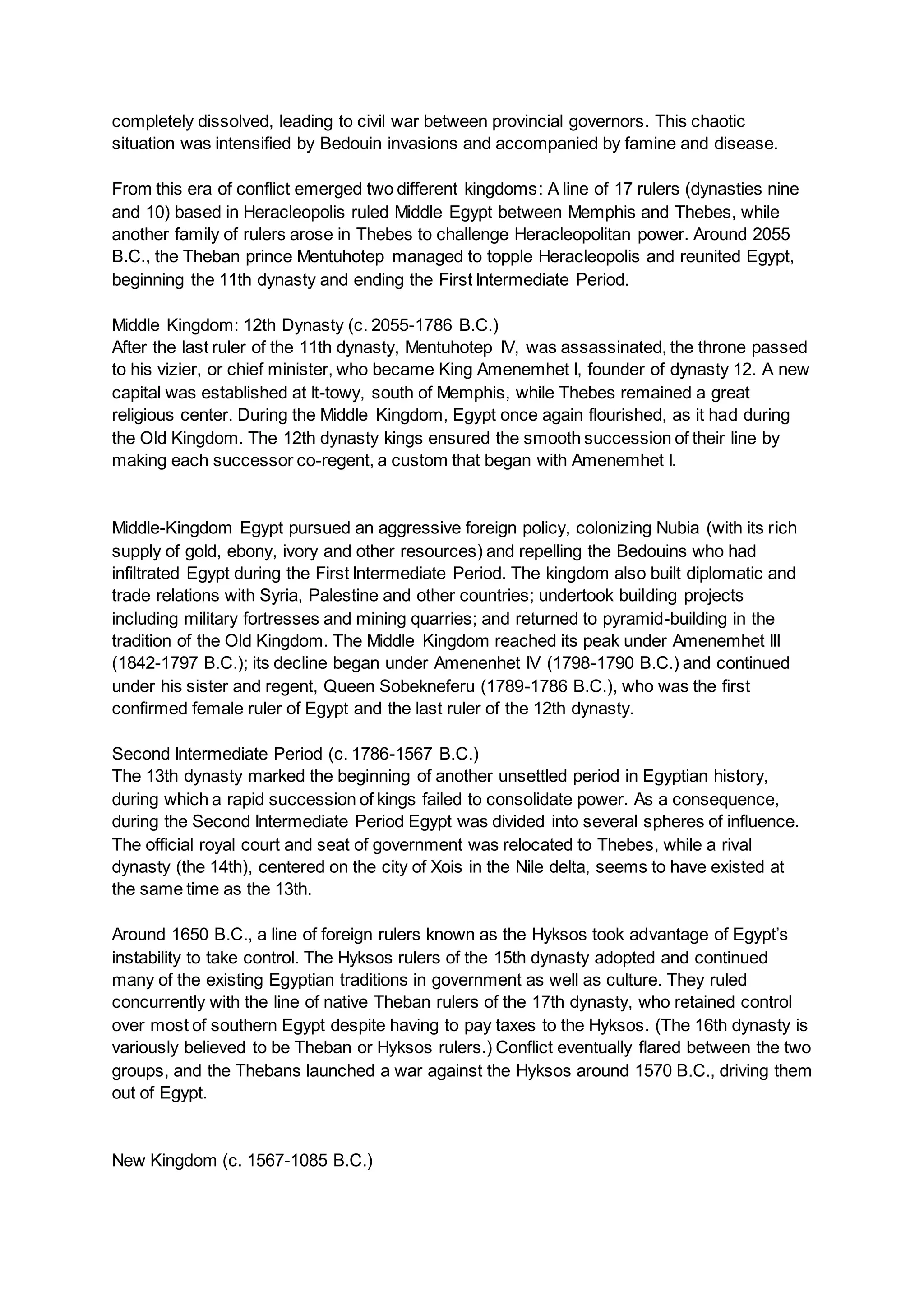 History of Ancient Egypt | DOCX