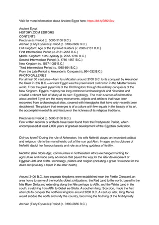 History of Ancient Egypt | DOCX