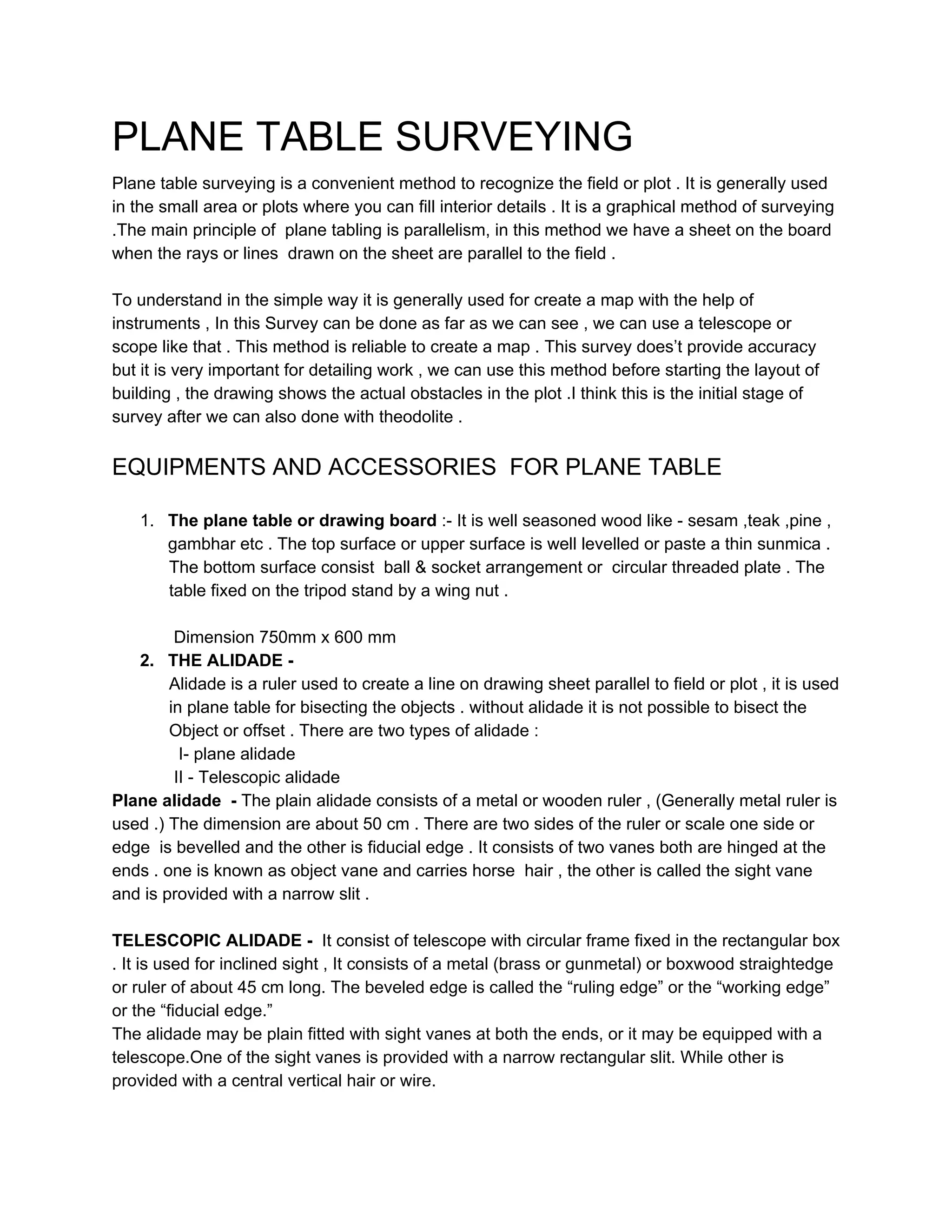 plane table surveying | PDF