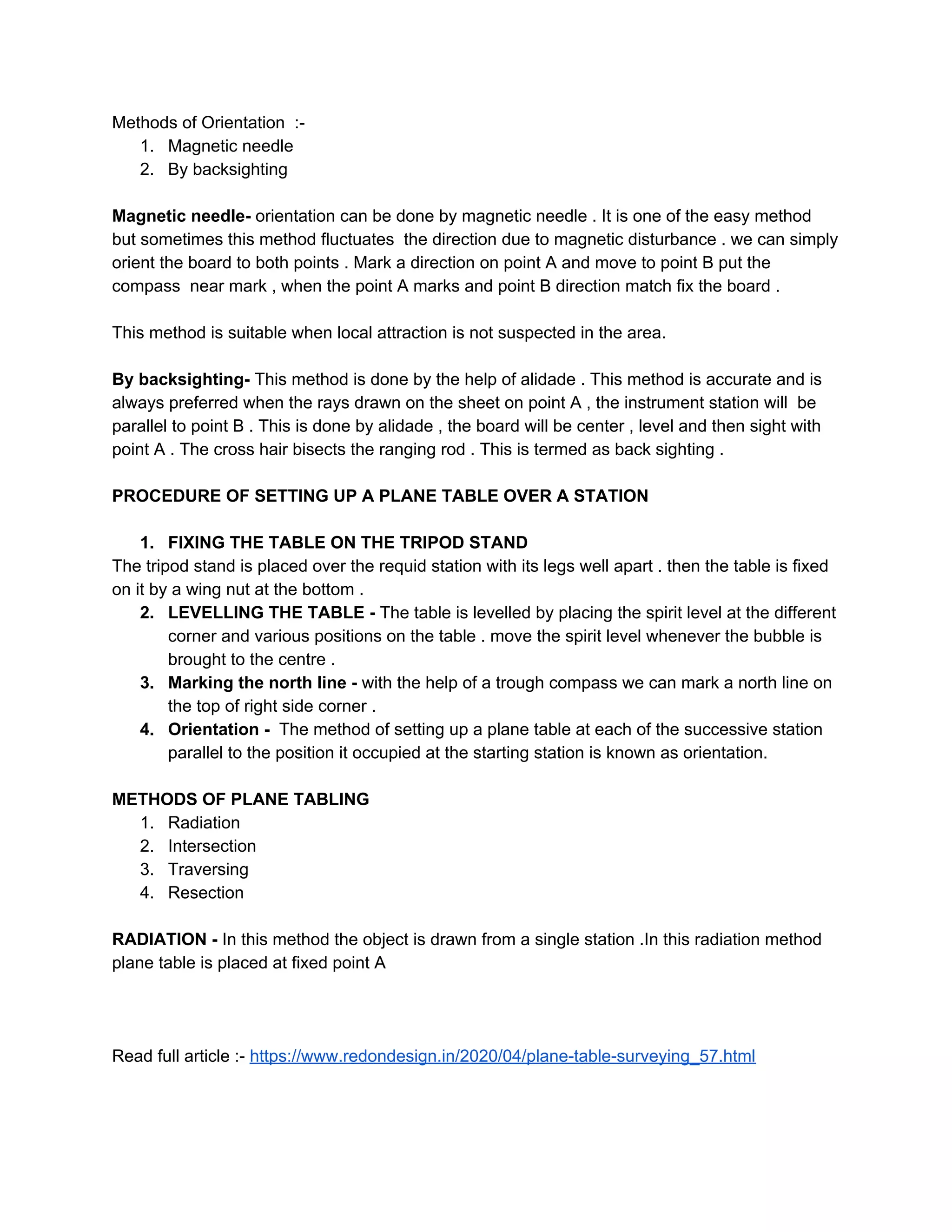 plane table surveying | PDF