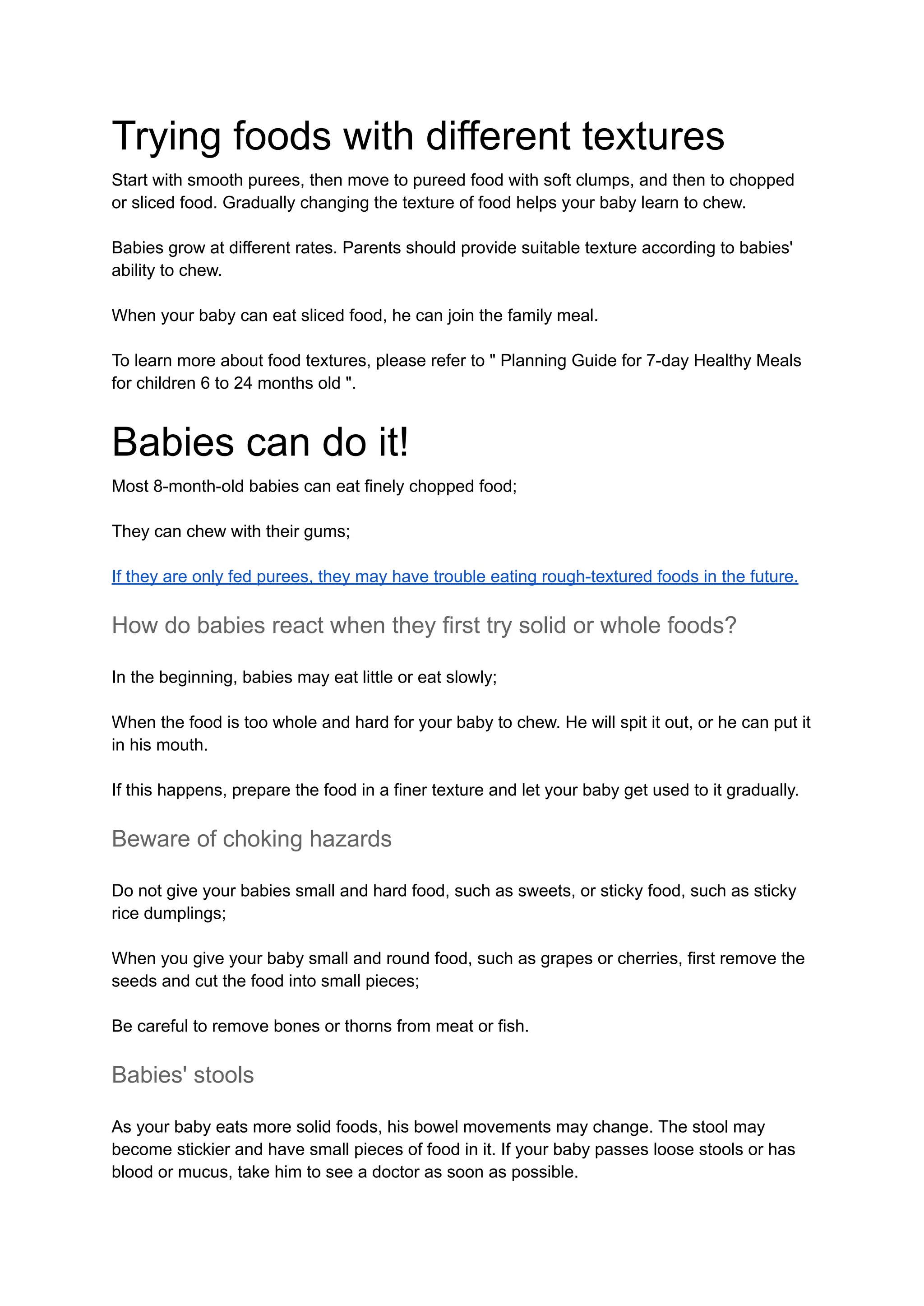 Healthy Eating for Children 6 to 24 months of age (2) Continuity (6 ...