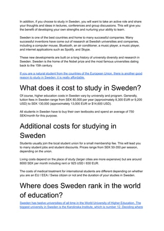 Best Universities in Sweden for International Students 2022 | Answer | PDF