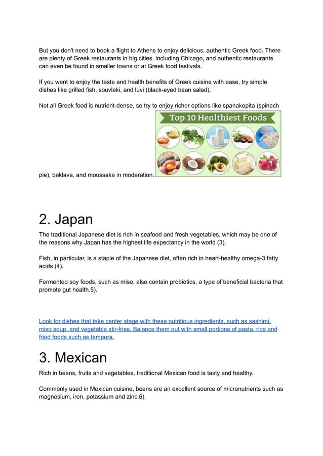10 best healthy foods from around the world | PDF | Cooking | Food & Drink