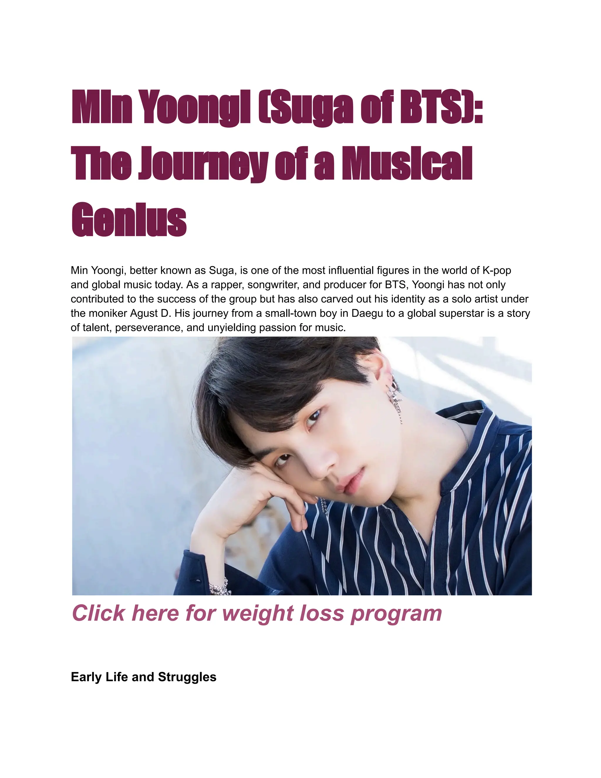 Min Yoongi (Suga of BTS): The Journey of a Musical Genius | PDF