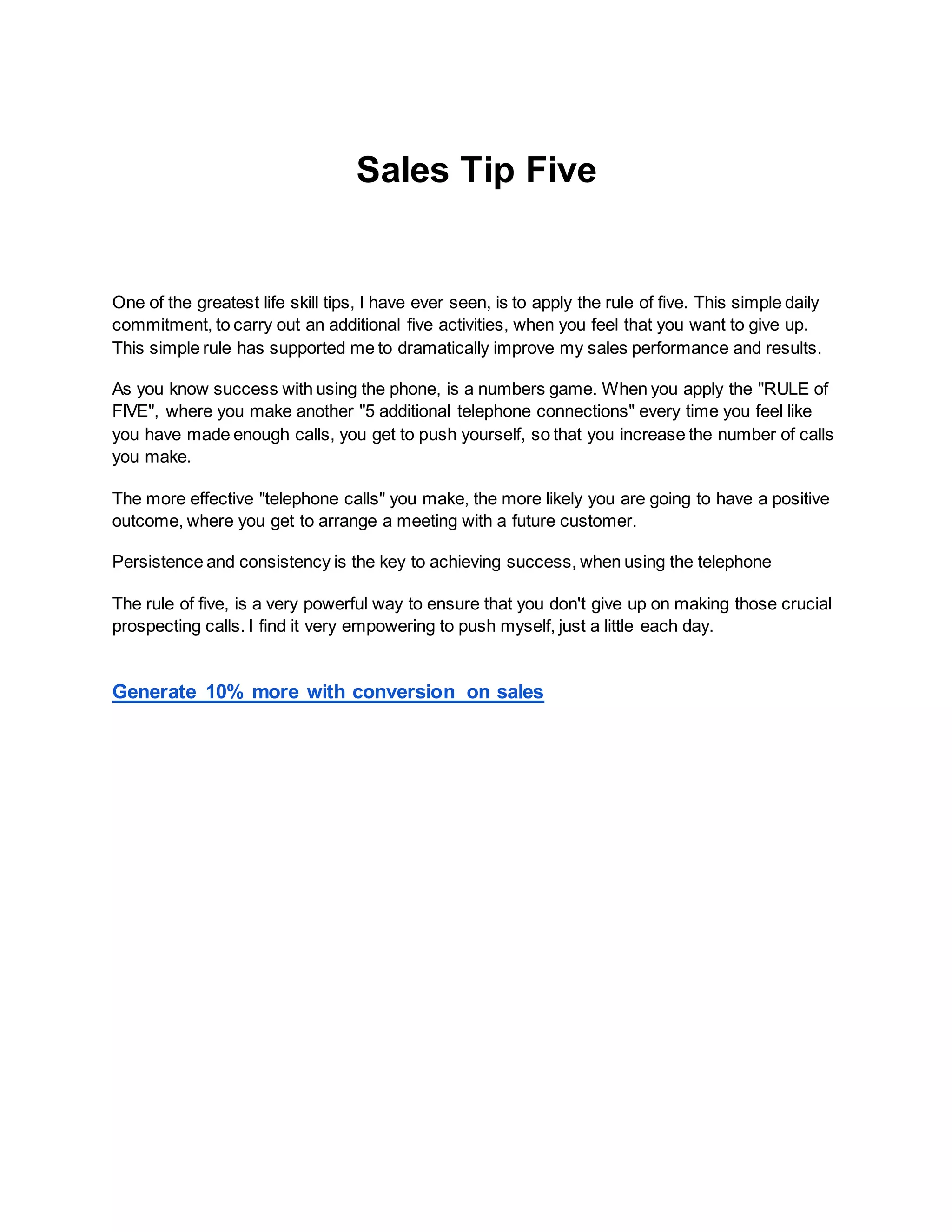 SalesTipFive | PDF