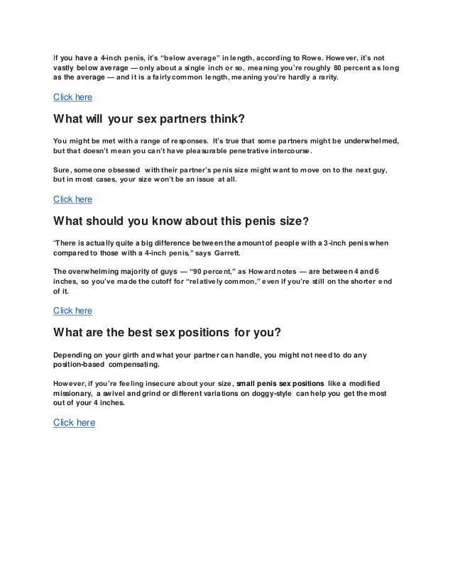 Why 4 inch penis is enough