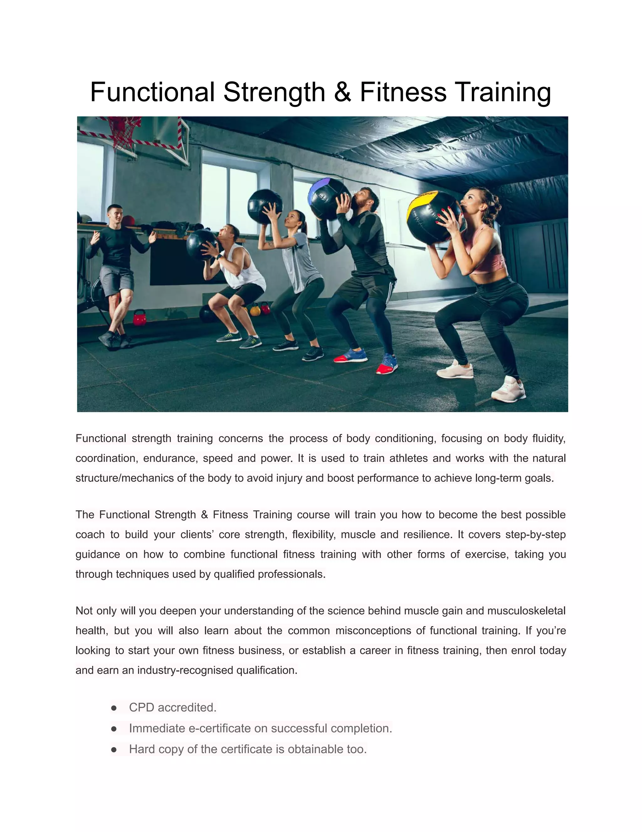 Functional Strength & Fitness Training | PDF