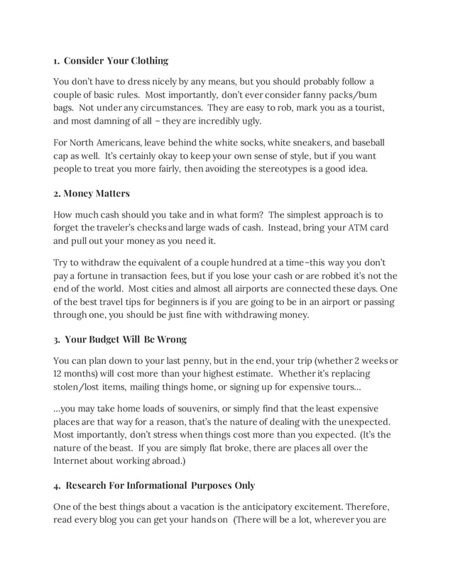 Travel Tips for beginners | PDF