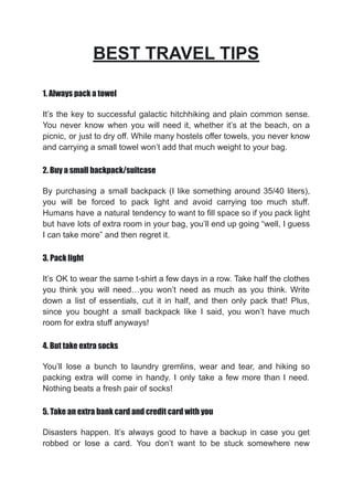 BEST 61 TRAVEL TIPS | PDF