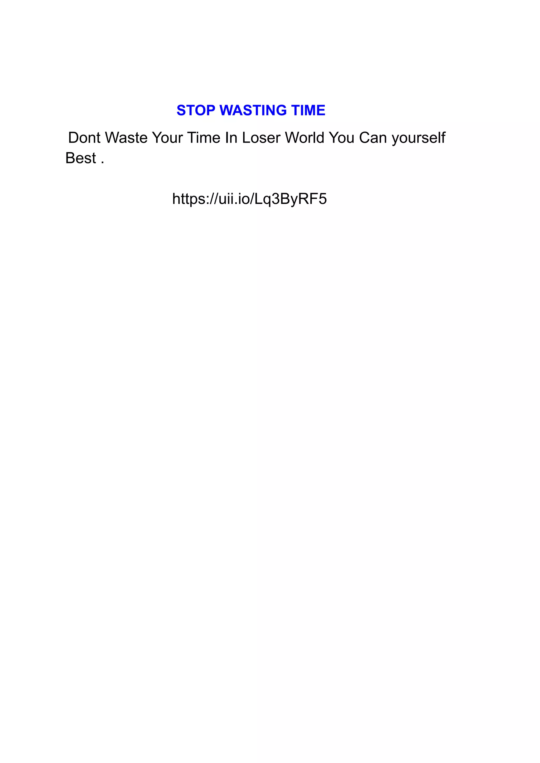 STOP WASTING TIME | PDF