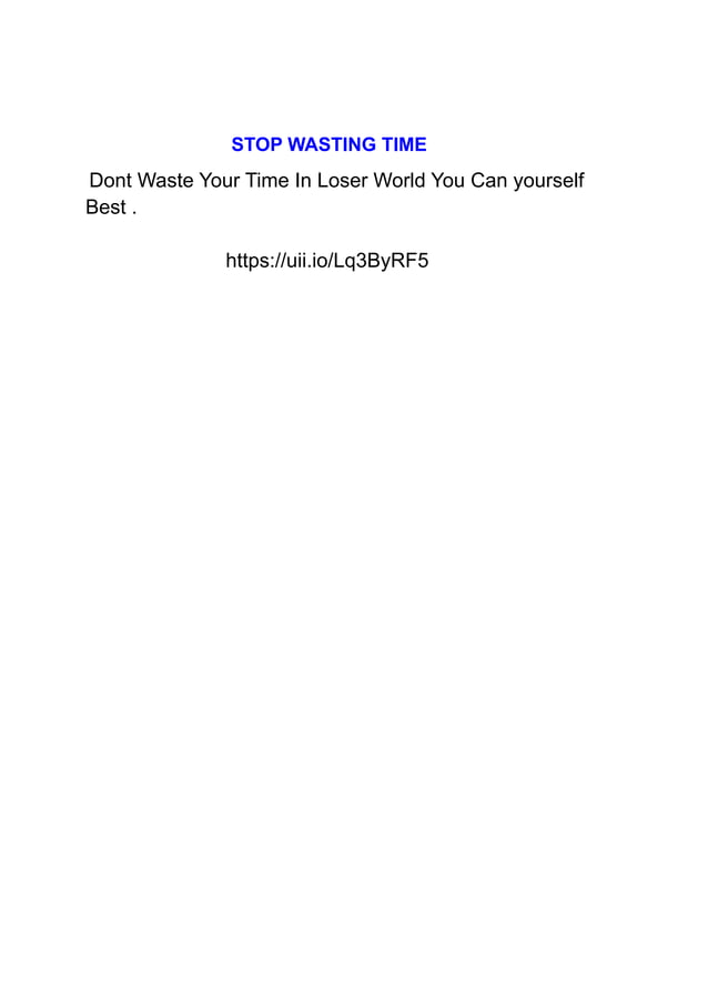 Stop Wasting Time Pdf