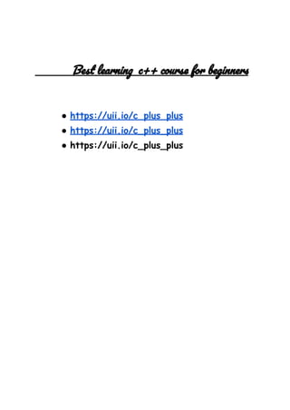 best c++ learning course | PDF