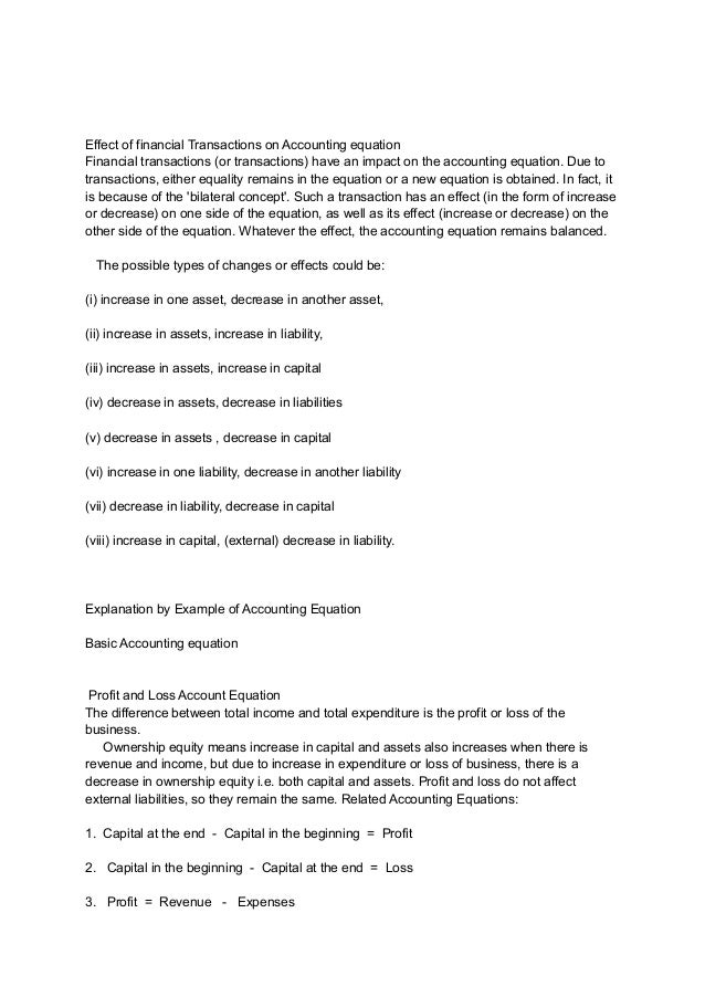 Basic Accounting equation , Meaning of Accounting equation. | PDF