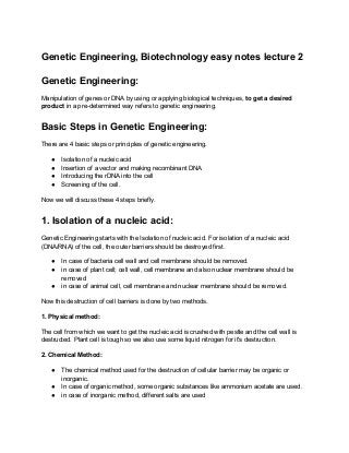 Basic Steps in genetic engineering | PDF