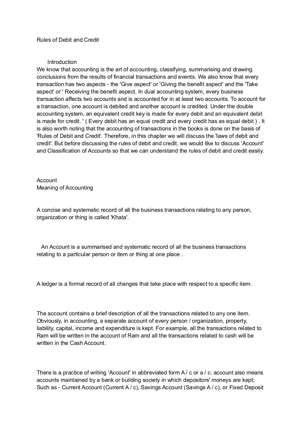 Rules of Debit and Credit. | PDF