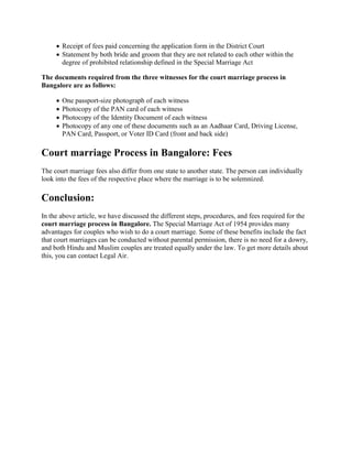 Court marriage process in Banglore | DOCX