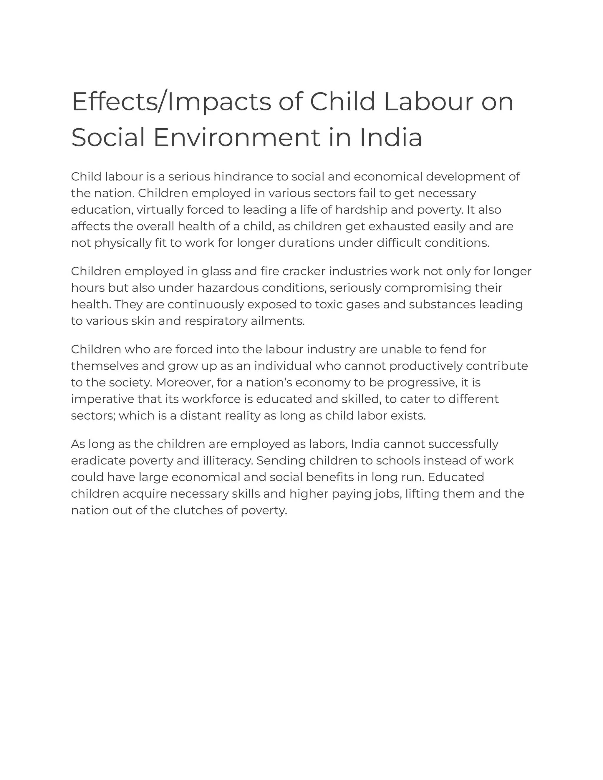 CLASS 12 ENGLISH PROJECT ON CHILD LABOUR | PDF