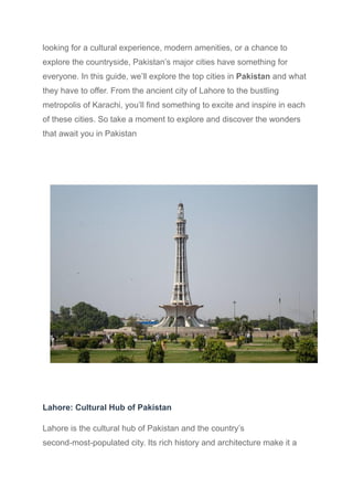 A Guide to the Major Cities of Pakistan: How Much and What Do They Have ...