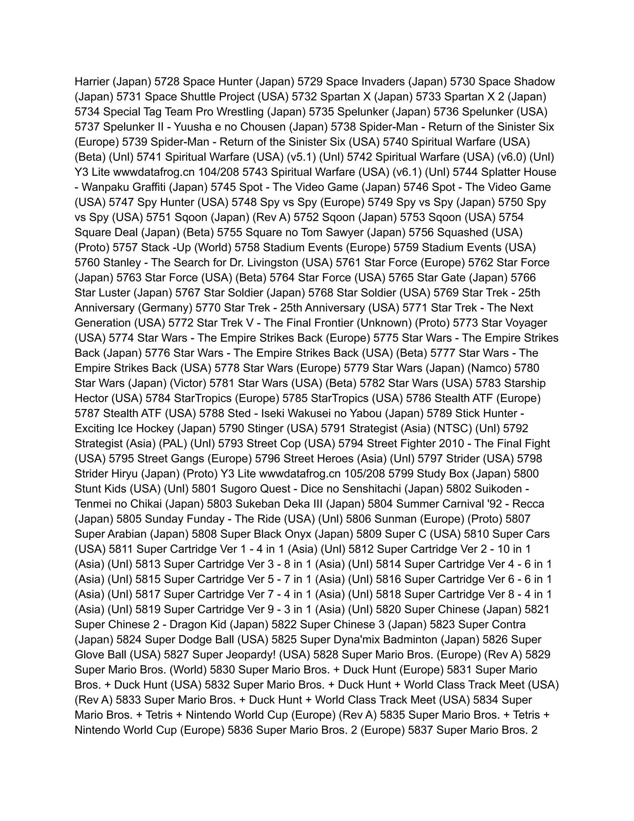 Game Stick List | PDF