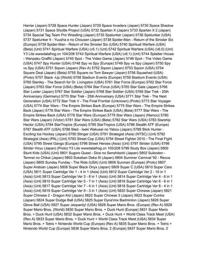 Game Stick List | PDF