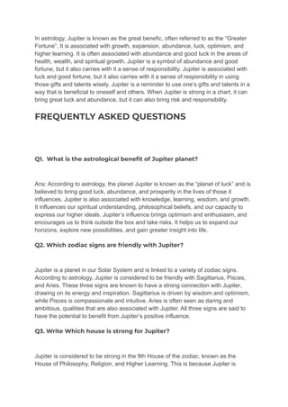 WHAT DOES JUPITER REPRESENT IN ASTROLOGY? JUPITER IN ASTROLOGY | PDF