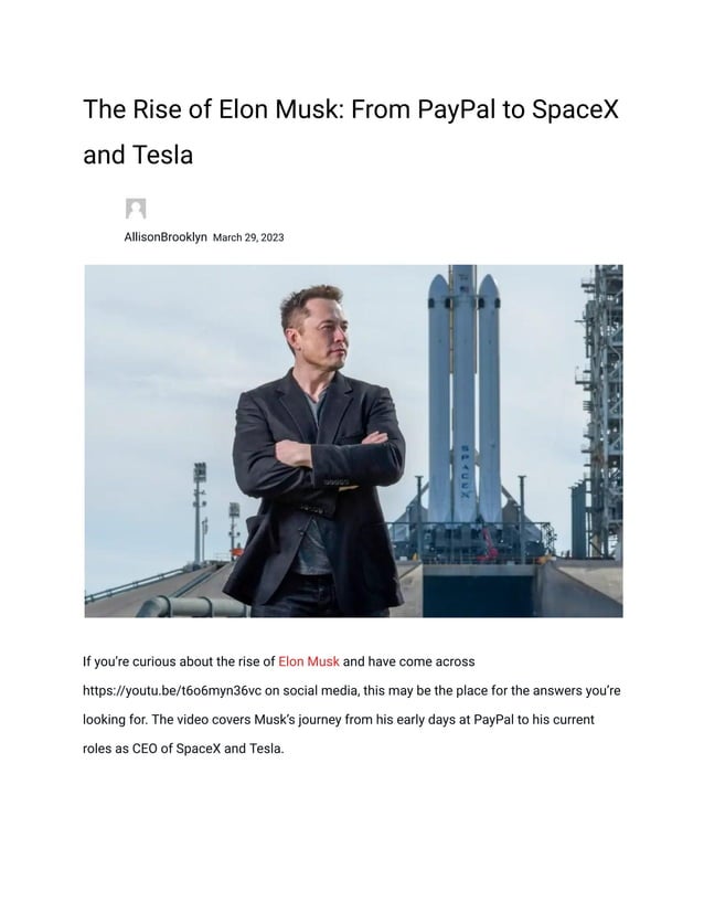 Rise of Elon Musk | PDF